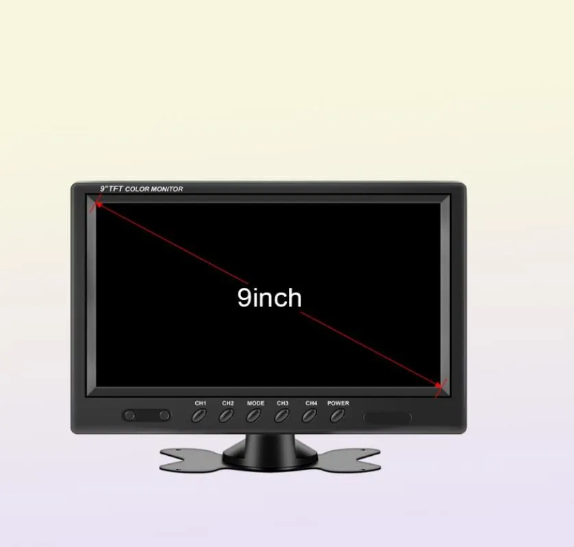 9 Inch TFT LCD Split Screen Quad Monitor Car Headrest Rear View ...