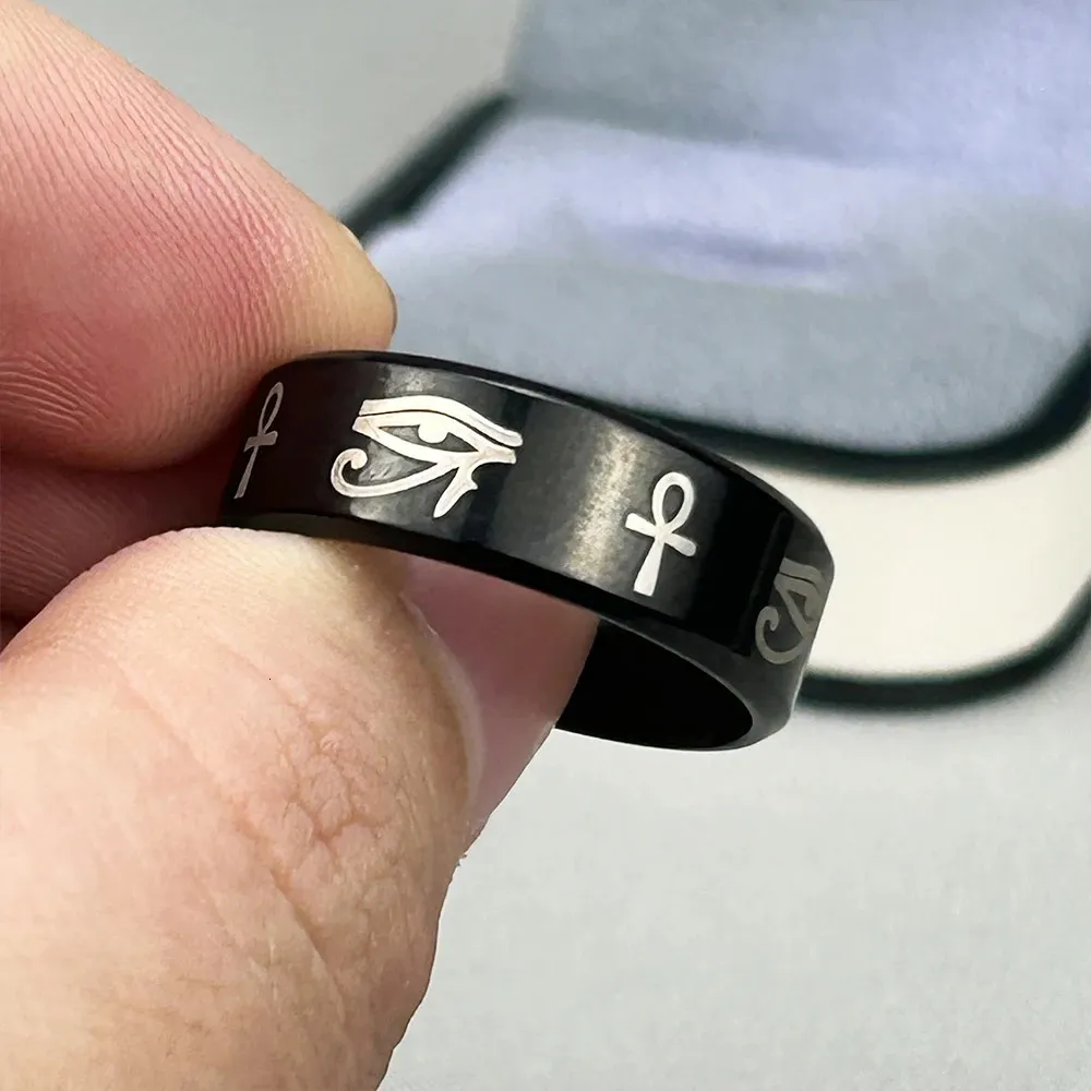 Steel Christian Cross Bible Egyptian Eye Horus Ring For Men And Women ...