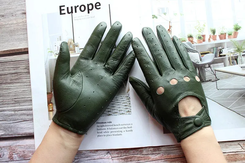 Driving Leather Gloves for Women, Single-Layer Unlined Thin Hollow ...