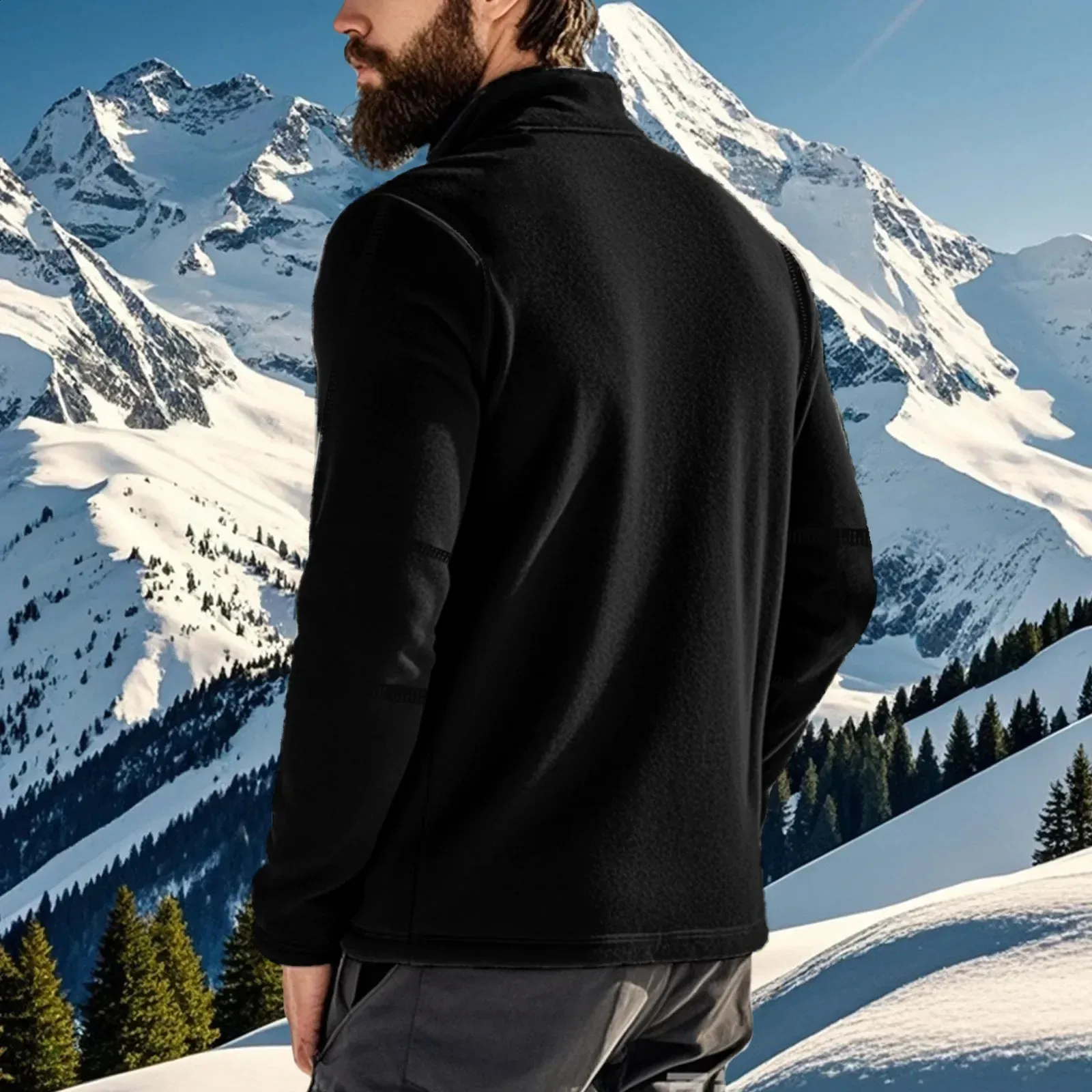 Men's Heavy Compound Fleece Long Sleeve Zipper Sweatshirt Stand-Up ...