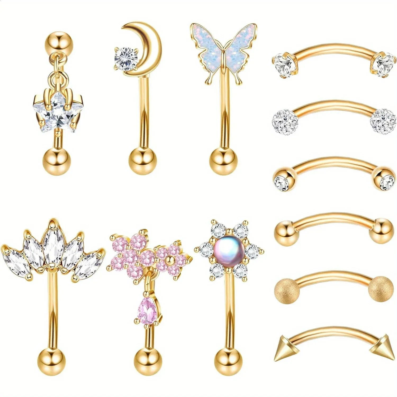 Classic Stainless Steel Star-Shaped Rook Piercing Jewelry for Lip ...
