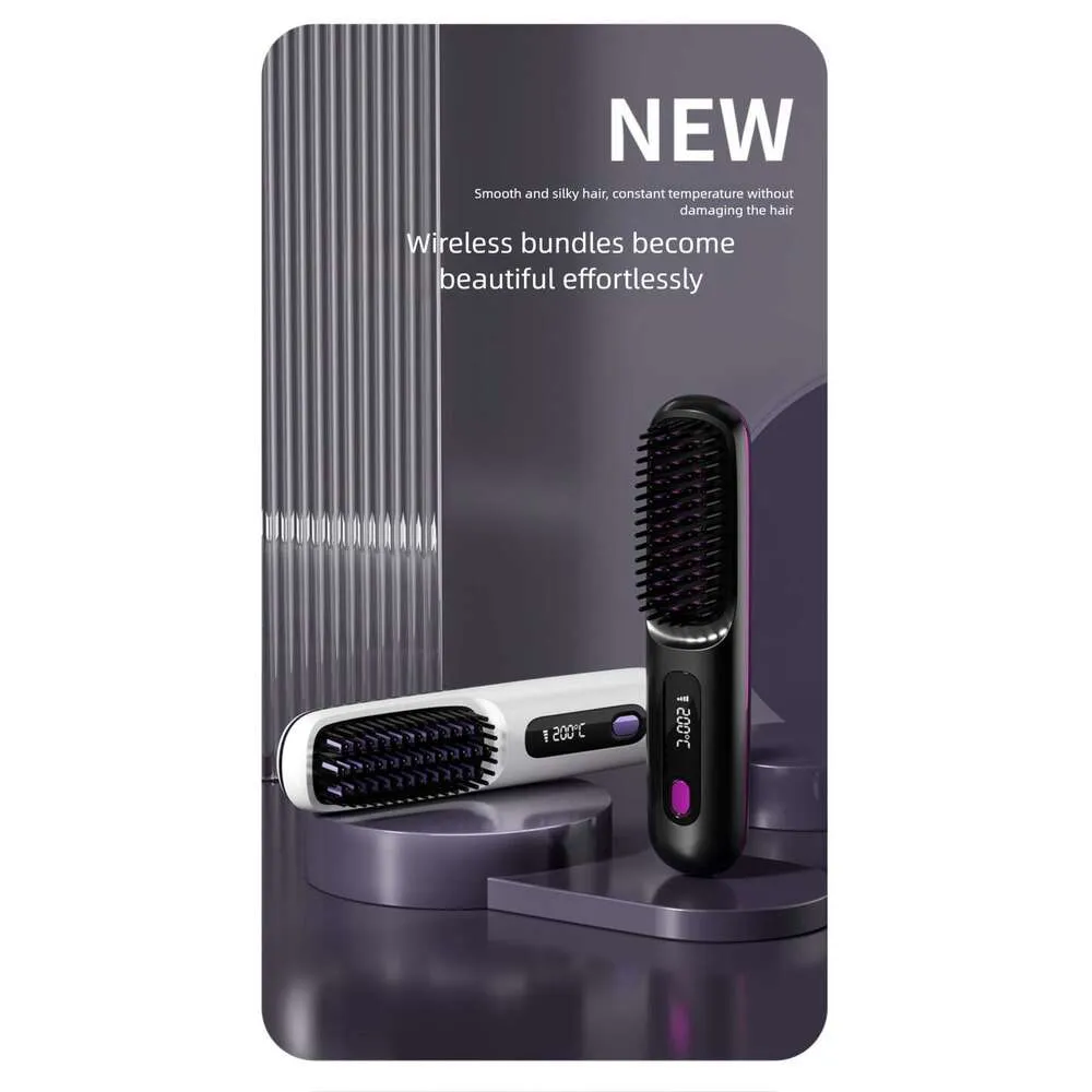 20-Second Quick Heat Cordless Straightening Comb with Liquid Crystal ...