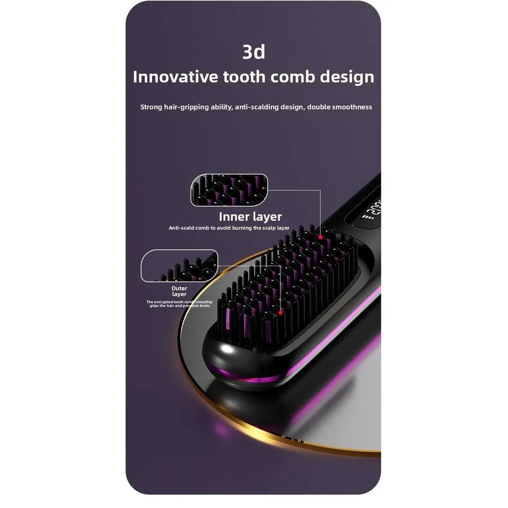 20-Second Quick Heat Cordless Straightening Comb with Liquid Crystal ...