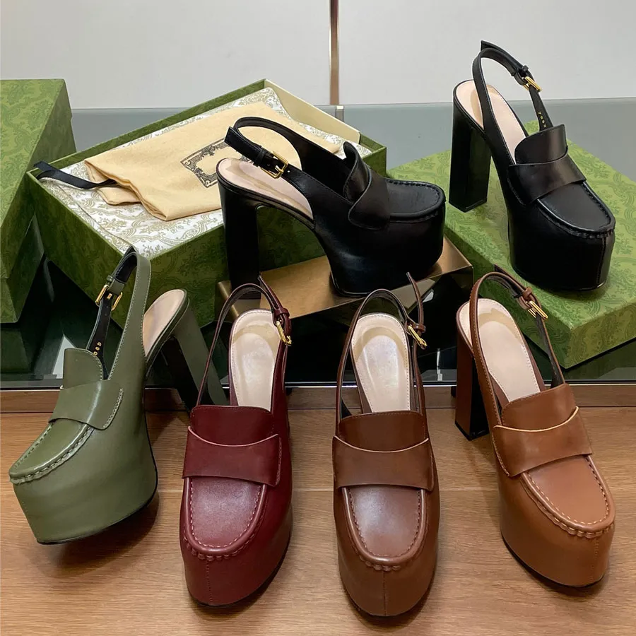 Wholesale Luxury Designer Metal Button Platform Chunky Heel... At Only ...