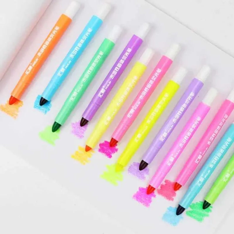 12-Color Gel Highlighter Pens Set with Flat Oblique Brush Tip, Plastic ...