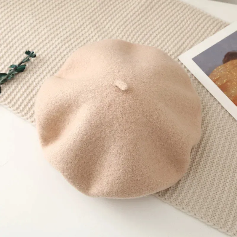 Wool Beret French Artist Style Warm Winter Hat Retro Solid Color Korean ...