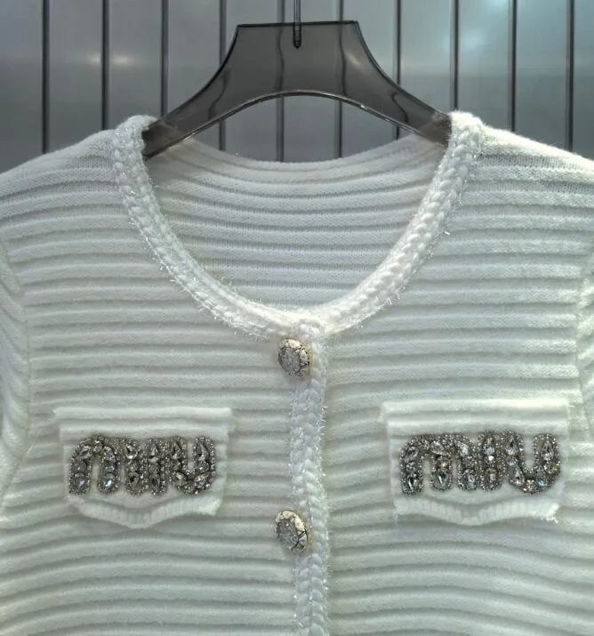 Luxury Women's Sweater: Diamond Letter Cardigan Jumper, Designer Female ...