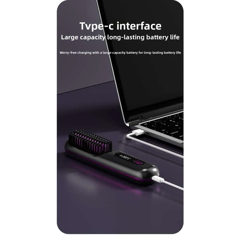 20-Second Quick Heat Cordless Straightening Comb with Liquid Crystal ...