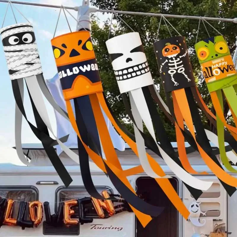 Halloween Ghost Windsock Flag: Spooky Pumpkin Outdoor Hanging ...