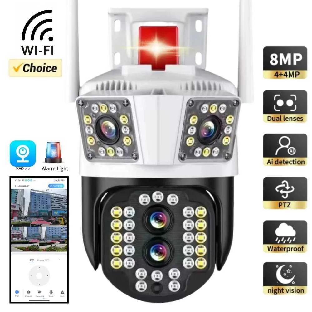 External WiFi PTZ Camera, Dual Lens 4K 8MP HD Outdoor IP Camera, 4MP ...