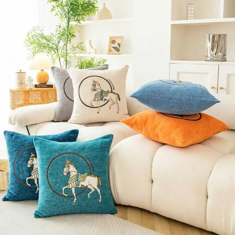 Designer 17.7 in 45cm Square Throw Cushion with Horse Embroidery ...