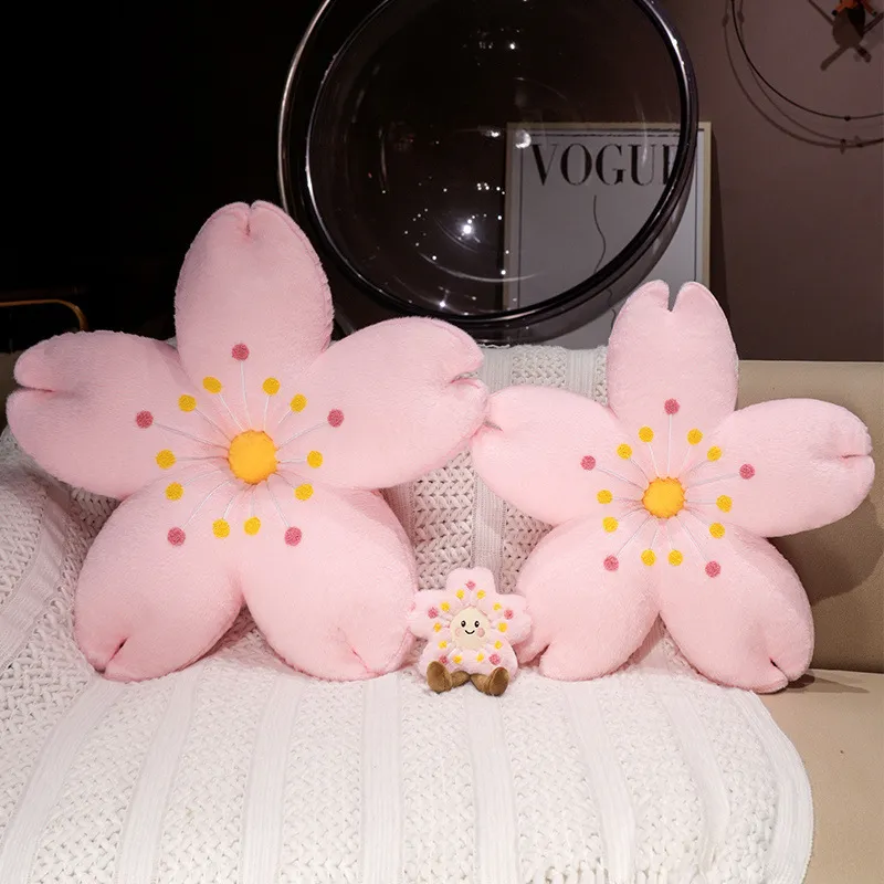 Pink Cherry Blossom Plush Fabric U Shape Lumbar Cushion Pillow with ...