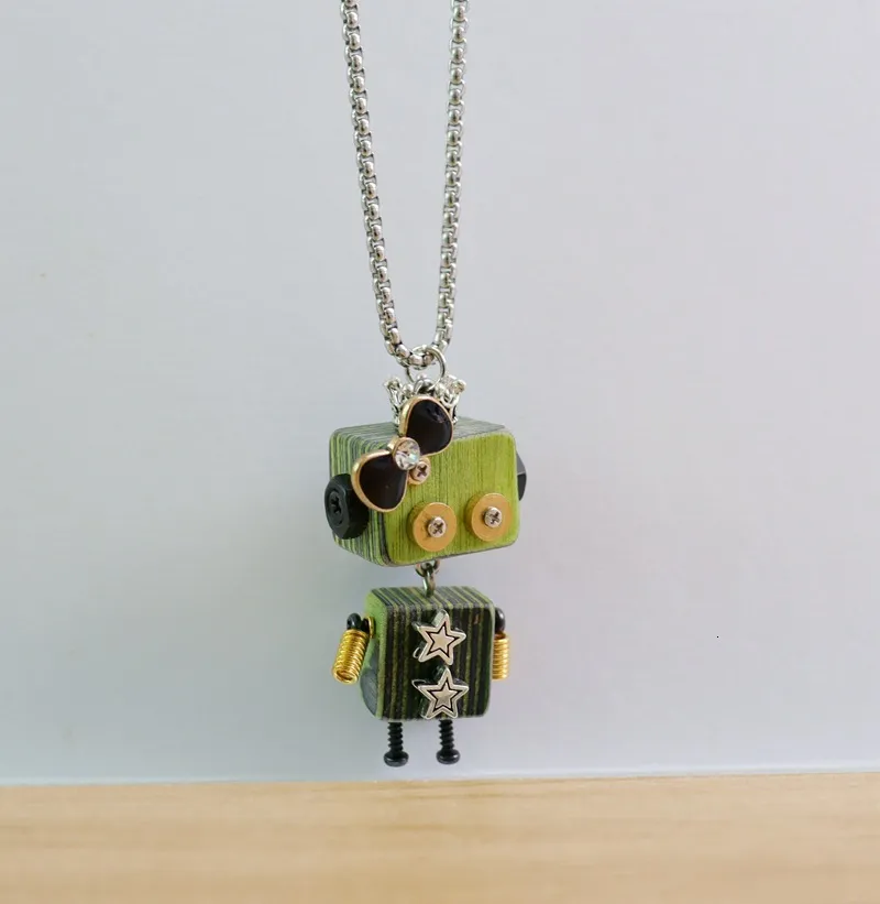 Wooden Punk Steam Robot Necklace: Handmade Niche Creative Couple ...