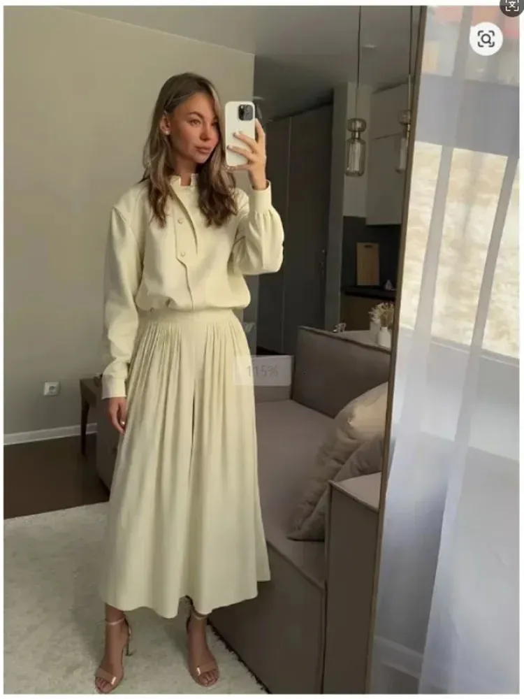 Women's Jacket Pants Sets Stand Collar Full Sleeve Single Breasted ...