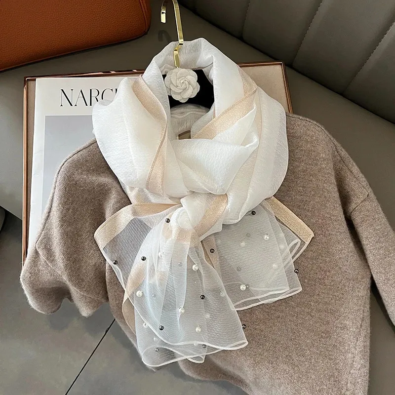 Women's Fashion Scarf Plain Solid Silk Linen Shawls Scarves Summer Lady ...