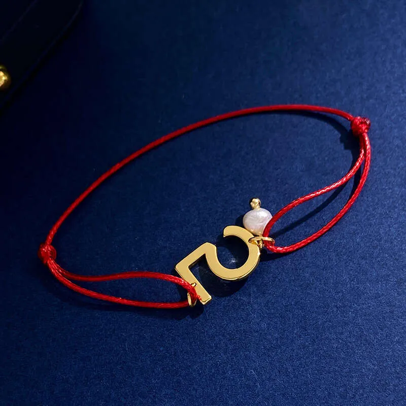 Style Lucky Number 5 Red String Bracelet with Baroque Freshwater Pearl ...