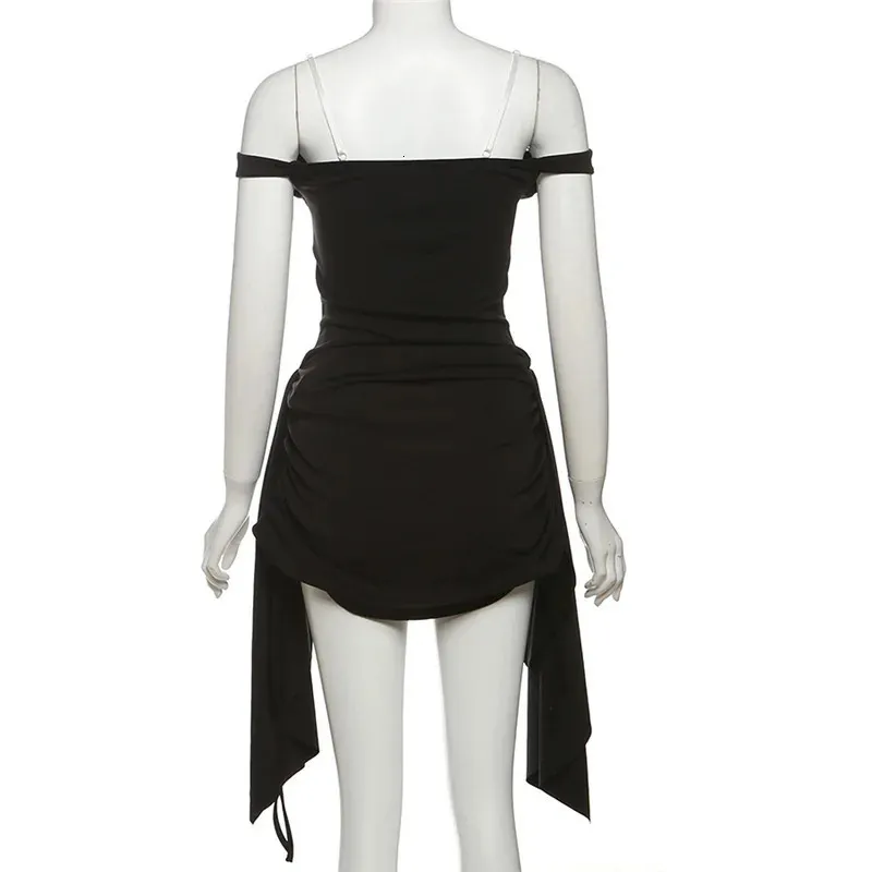 Harajuku Vintage Dark Women's Straps Irregular Mini Dress Gothic Cyber ...