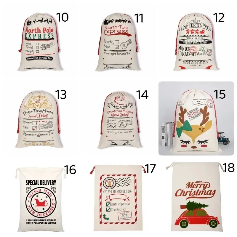 Decorations Xmas Santa Sack X Cm Canvas Christmas Drawstring Pocket ...