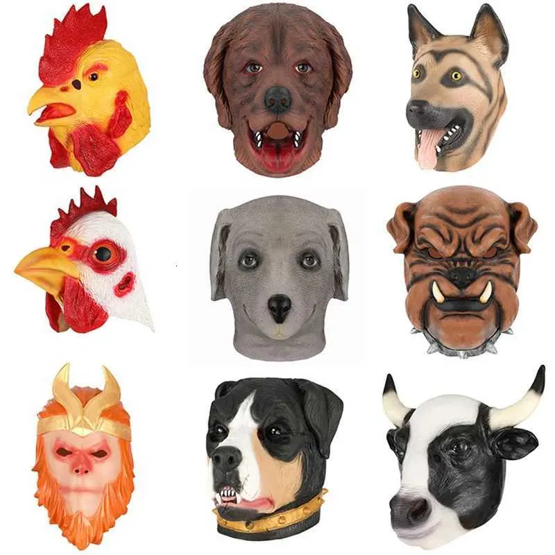 Latex Animal Mask Beige Chicken, Horse, Dog, Pig, Tiger, Rabbit Skull ...