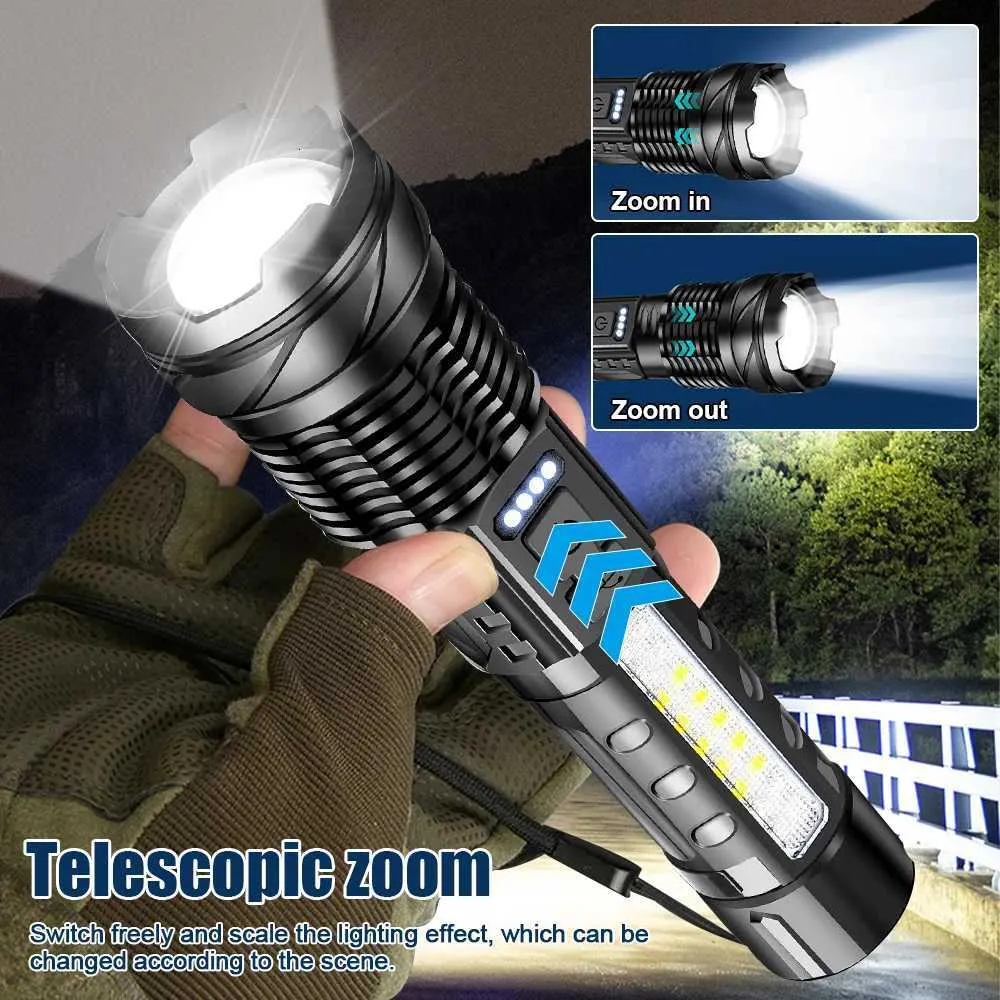 High Power LED Flashlight: Powerful Type-C Rechargeable COB Torch with ...