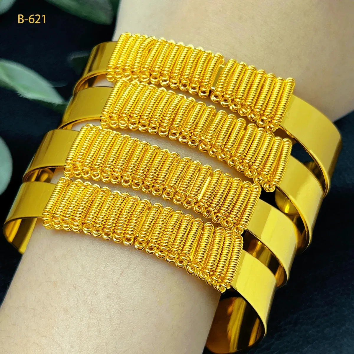 ANIID Dubai Gold Color Cuff Bangles For Women, Arabic Charm Bracelet ...