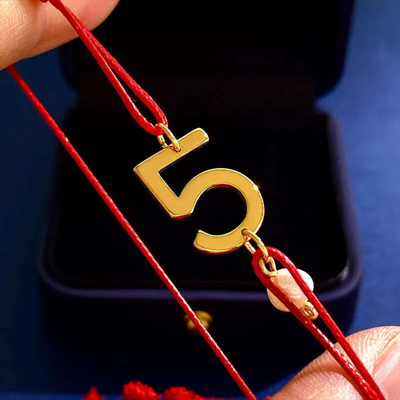 Style Lucky Number 5 Red String Bracelet with Baroque Freshwater Pearl ...