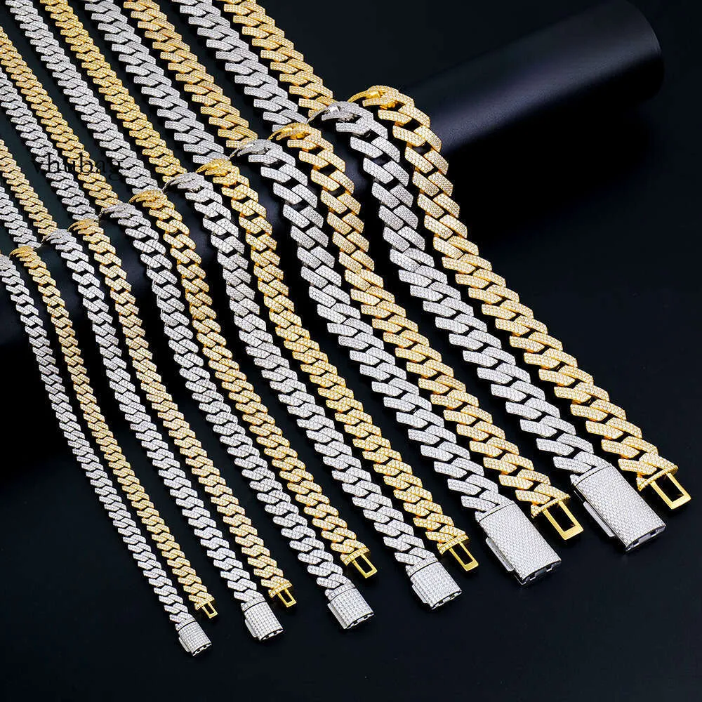 Sterling Silver Mens Cuban Link Chain Necklace VVS Moissanite Iced Hip ...