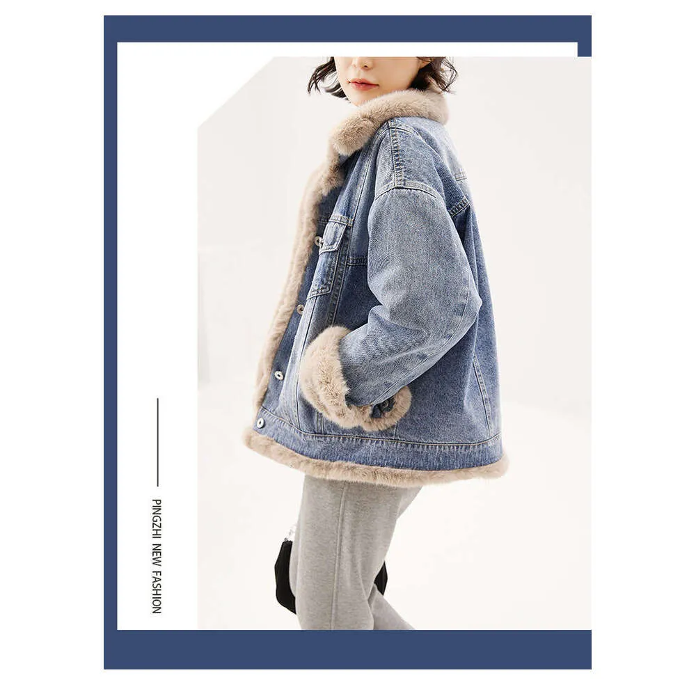Thickened Furry Fleece-Lined Denim Jacket for Women, Imitation ...