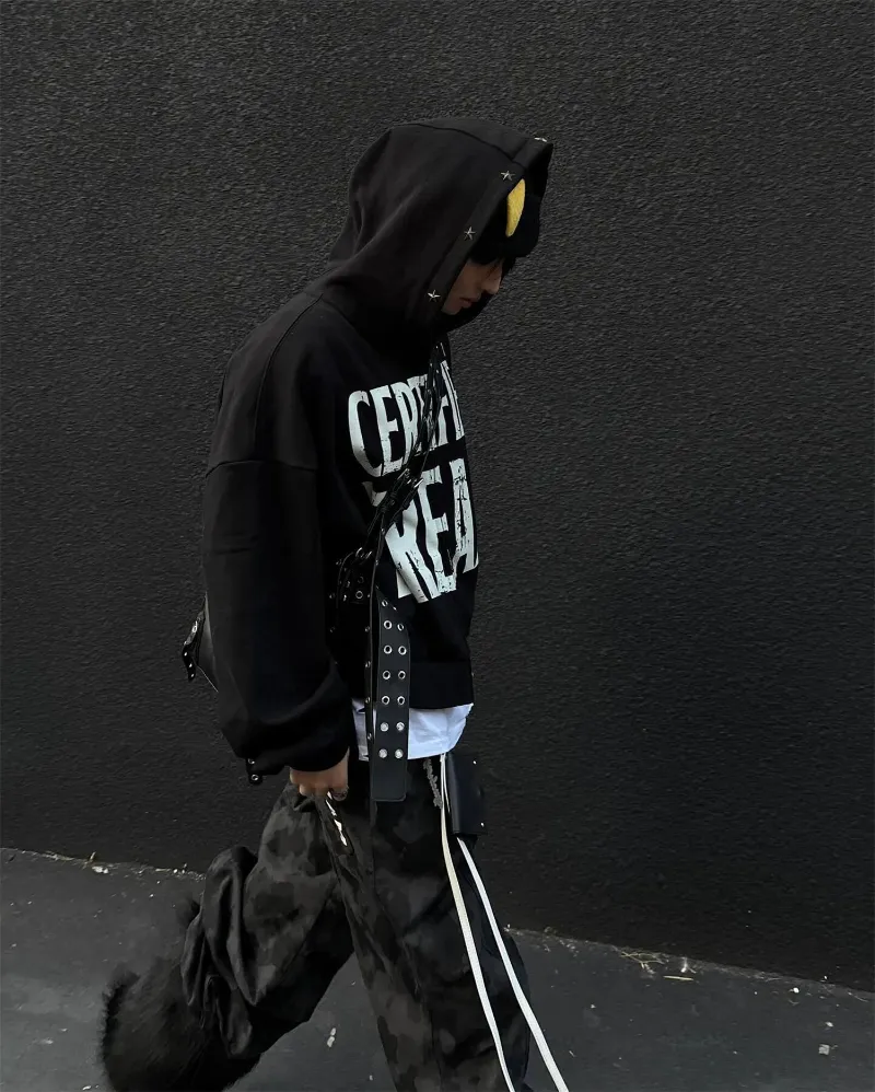 Fashion Vintage Slogan Retro Zipper Hoodie Cotton High-Street Short ...