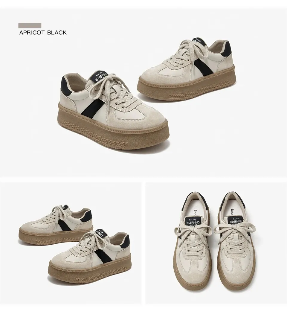 Beautoday Women's Suede Leather Sneakers, Mixed Colors Lace-Up Sports ...