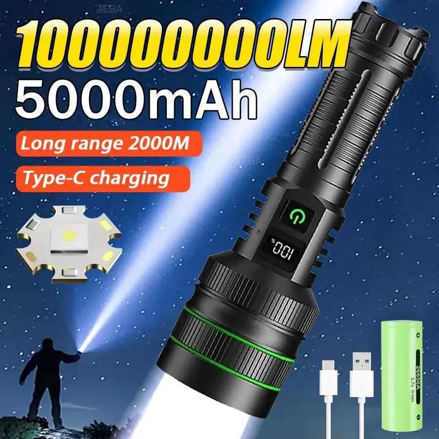 High Power LED Flashlights Super Long Range Tactical Torch Type C ...