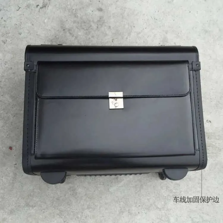 Captain Pilot Trolley Luggage Genuine Leather Flight Suitcase Flight ...