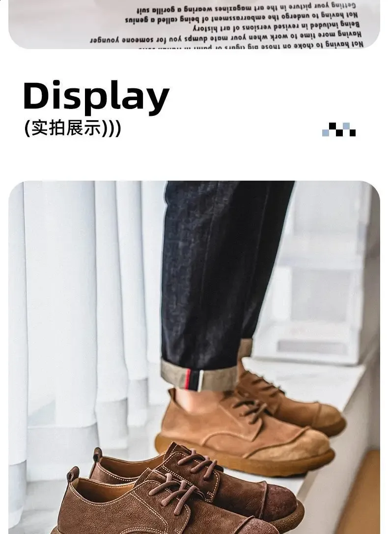 Cowhide Men's Shoes, Cow Leather Casual Shoes, Wide Retro Soft Leather ...