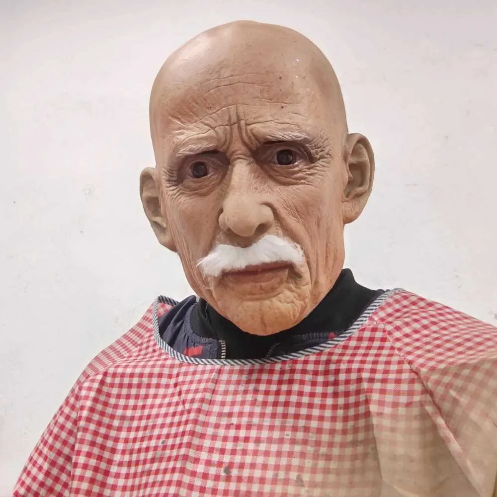 Realistic Latex Full Old Man Head Mask For Men Perfect For Halloween ...