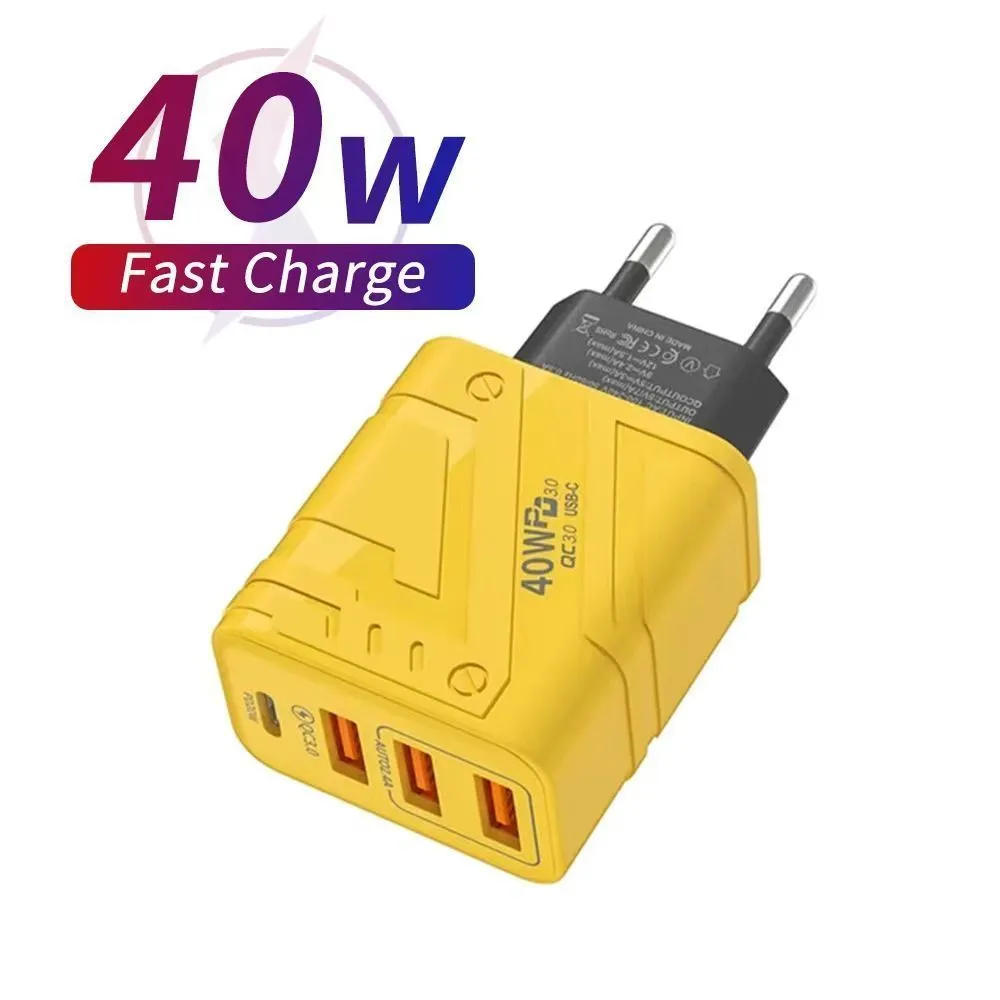 Fast Charging 40W PD Type C USB Power Wall Adapter With 4 Ports And QC3 ...
