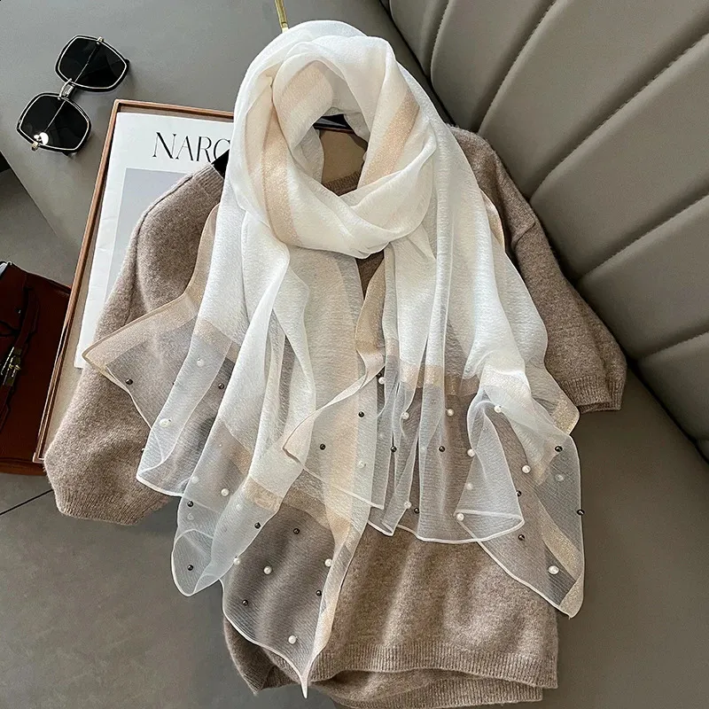 Women's Fashion Scarf Plain Solid Silk Linen Shawls Scarves Summer Lady ...