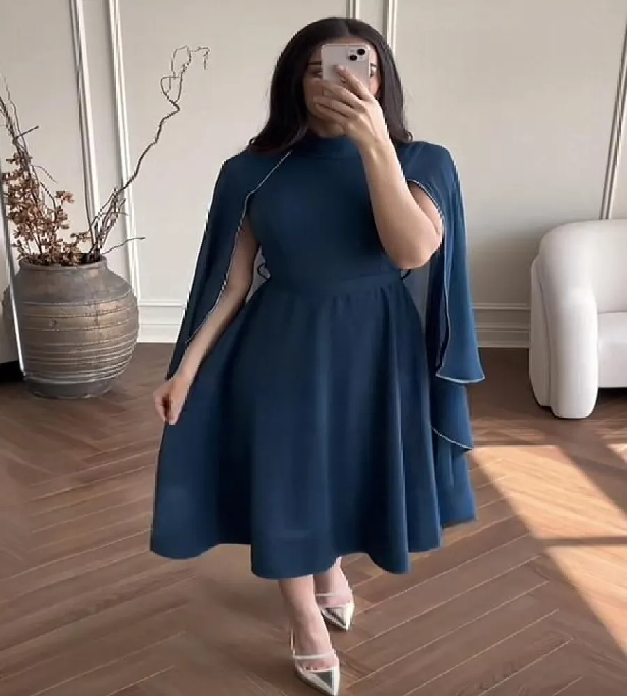 Vintage Navy Blue Chiffon Short Prom Dresses High... From Cohodress ...
