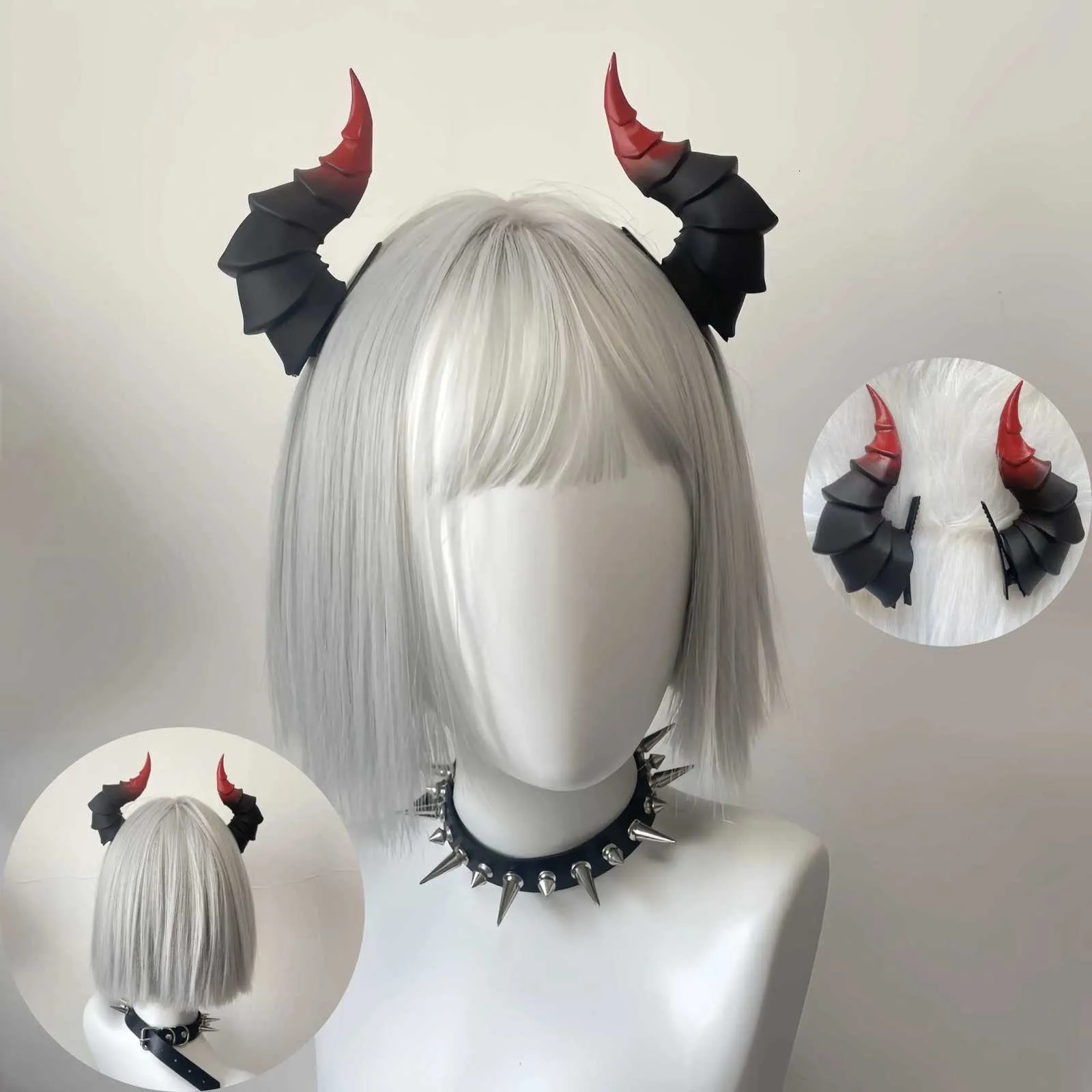 13cm Handmade Gradient Punk Devil Horn Headband - Animal Simulate Horns ...