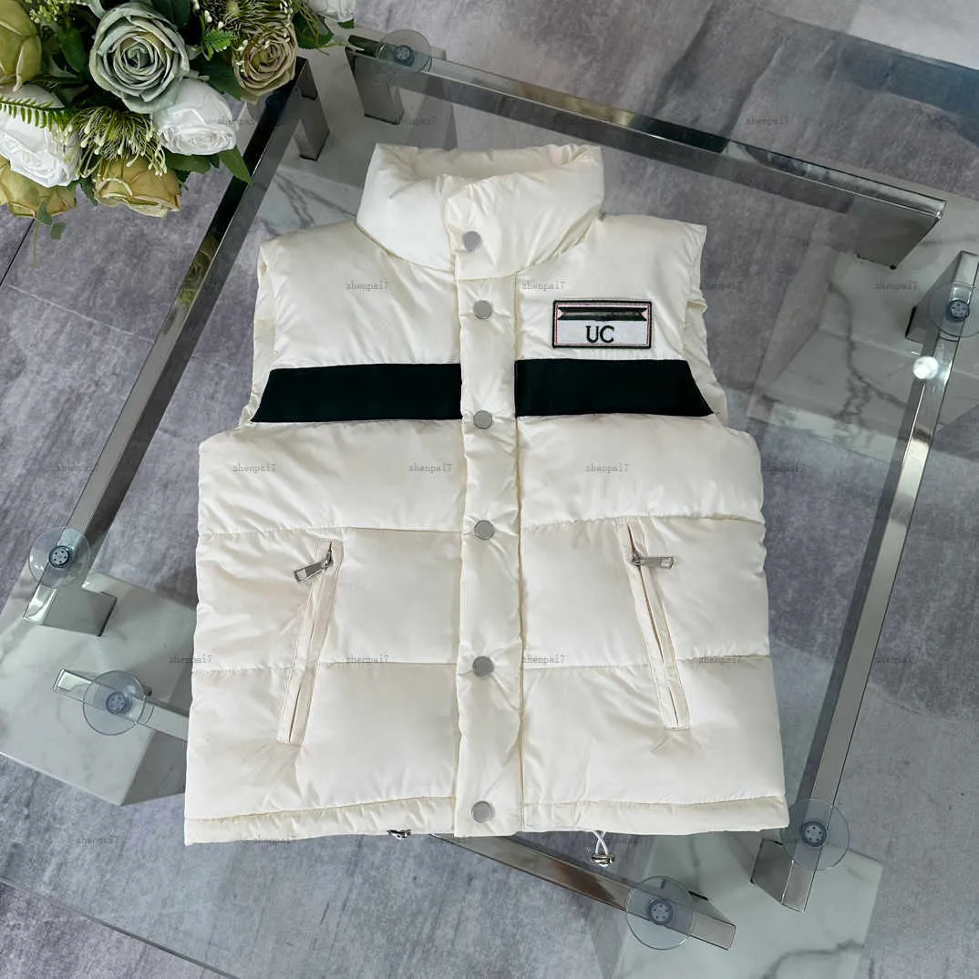 Designer Letter Print Infant Puffer Vest With Zipper Pocket Sleeveless ...