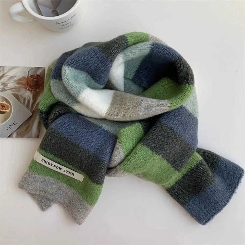 Fashion Multicolor Striped Scarf Warm Winter Small Narrow Shawl Women's ...