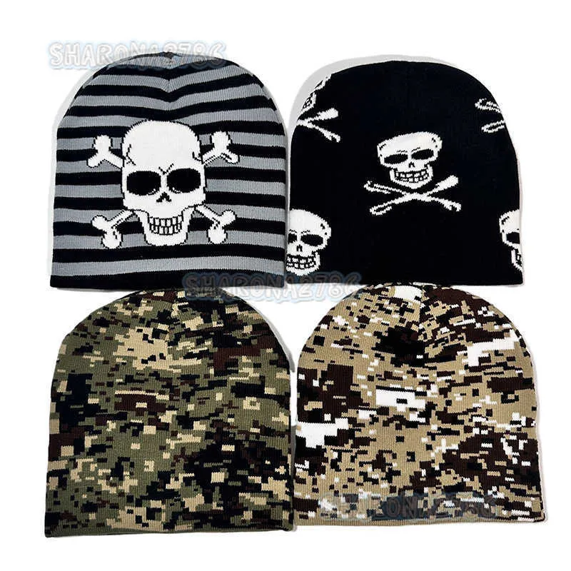 New Skull Stripe Knitted Hat for Men and Women, Outdoor Fashion ...