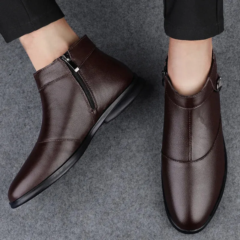 Genuine Leather Chelsea Boots For Men Classic Business Ankle Boots With ...