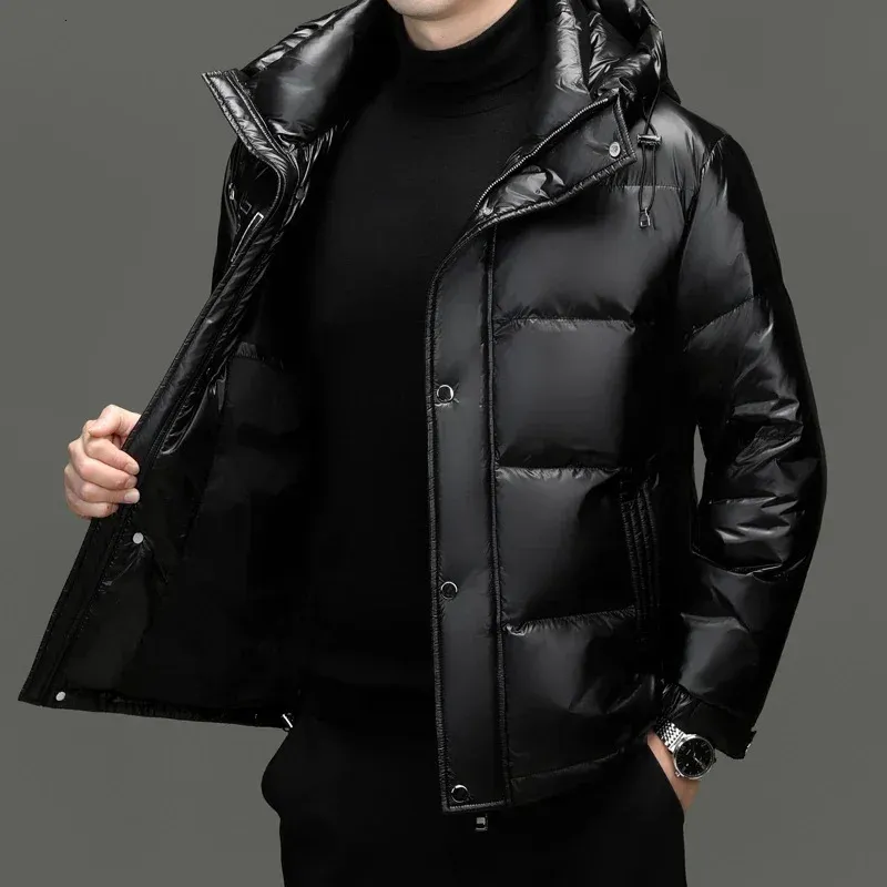 Clothes Men's Bright Short Hooded Down Jacket Duck Padding Winter ...