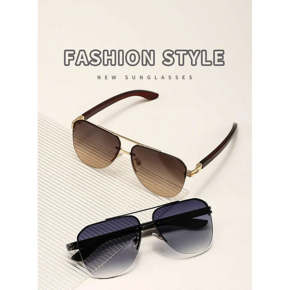 Frameless Men's Rimless Rectangle Sunglasses with Green Resin Lenses ...