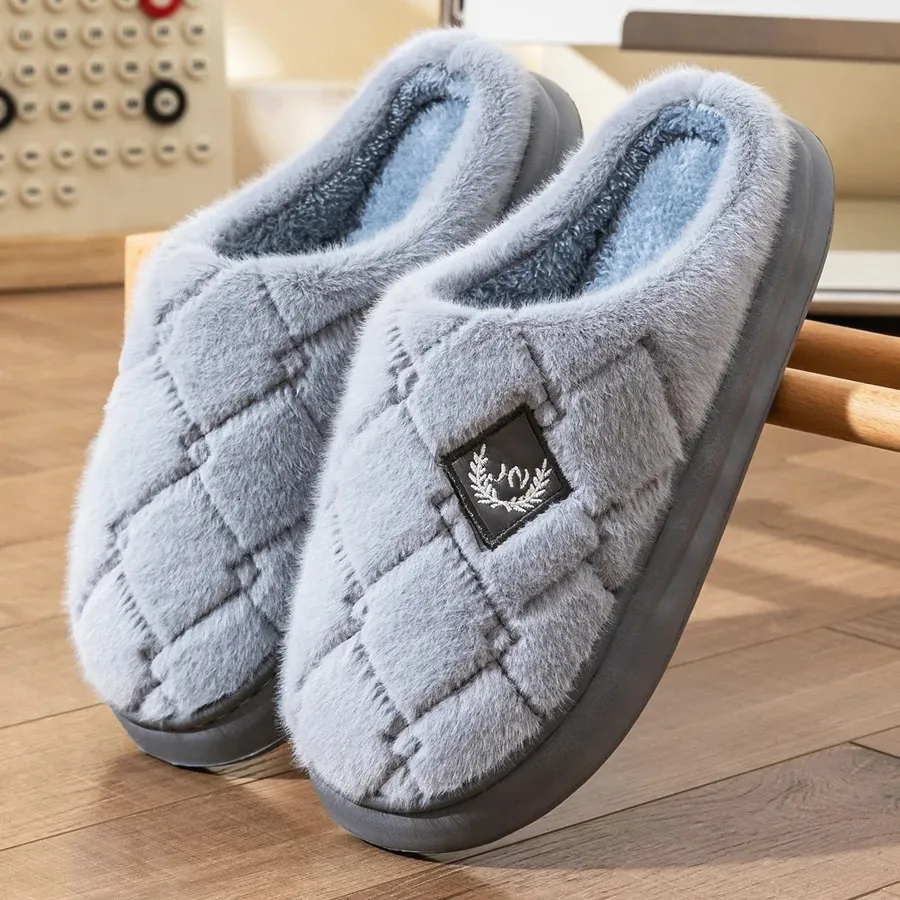 Pmoiste Fur Slippers for Men, Home EVA Platform Cushion, Warm Soft ...