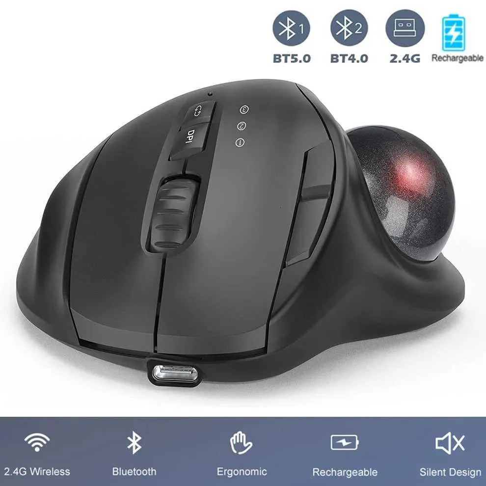 Ergonomic Wireless Trackball Ergonomic Wireless Mouse With Easy Thumb ...