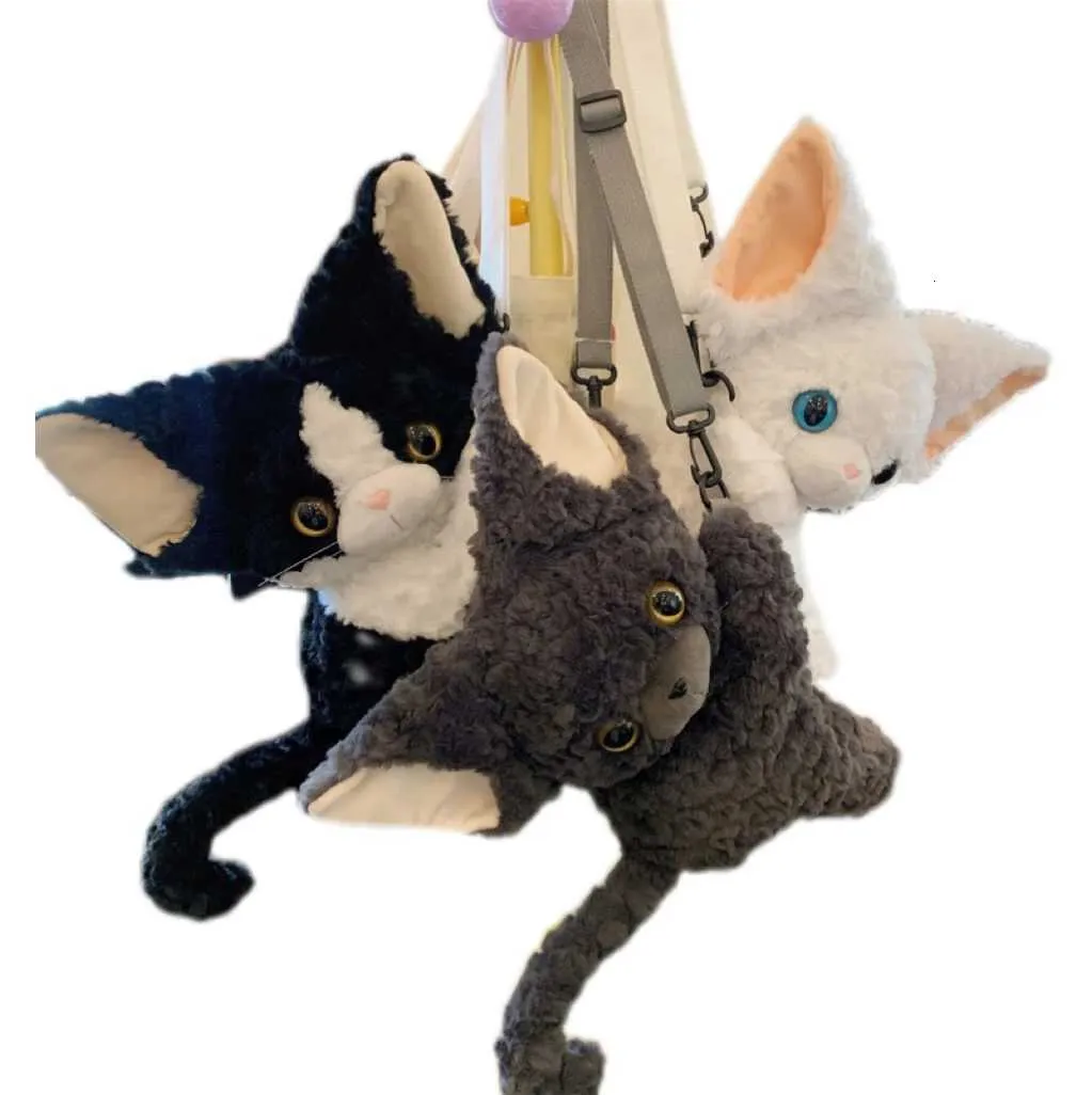 35cm Cute Devon Rex Cat Plush Backpack, Kawaii Cartoon Stuffed Animal ...