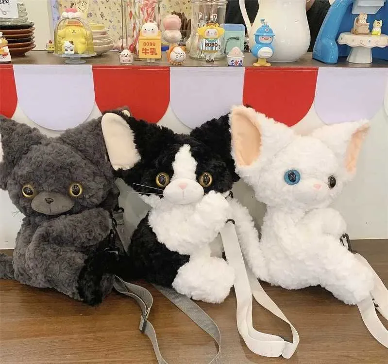 35cm Cute Devon Rex Cat Plush Backpack, Kawaii Cartoon Stuffed Animal ...