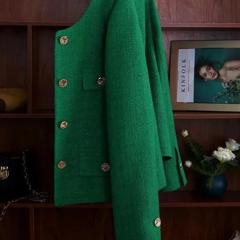 Short Black Jacket for Women, Spring and Autumn 2025 Suit Top, Green ...