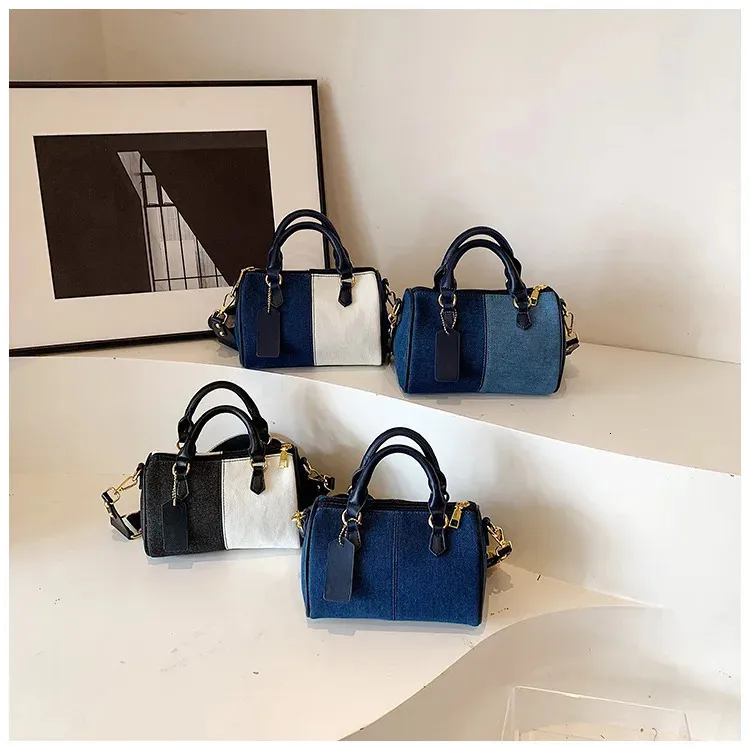 Patchwork Colorblock Mini Handbags for Women, Denim Shoulder Cross Body ...